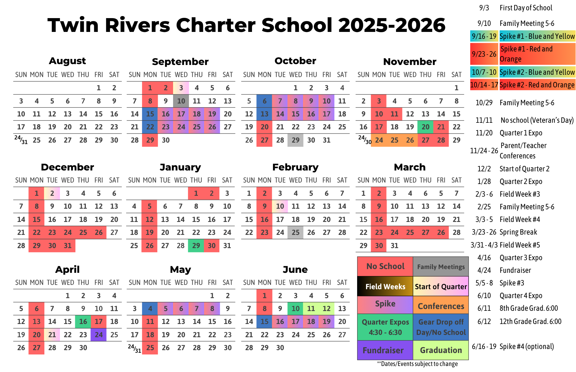 Calendar & Events – Twin Rivers Charter School